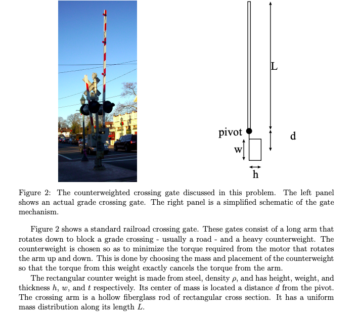 Solved L pivot d W h Figure 2: The counterweighted crossing | Chegg.com