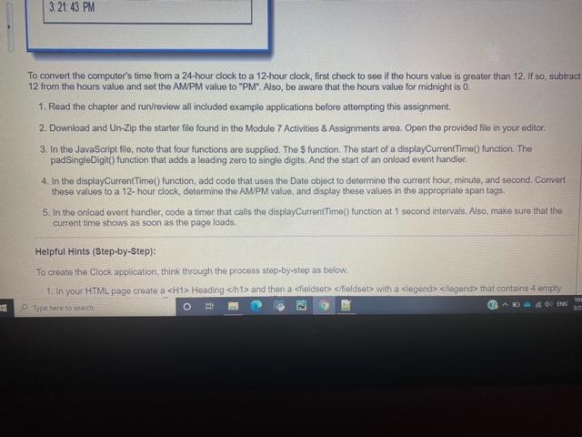 Solved I need help with my javascript clock assignment. Here | Chegg.com