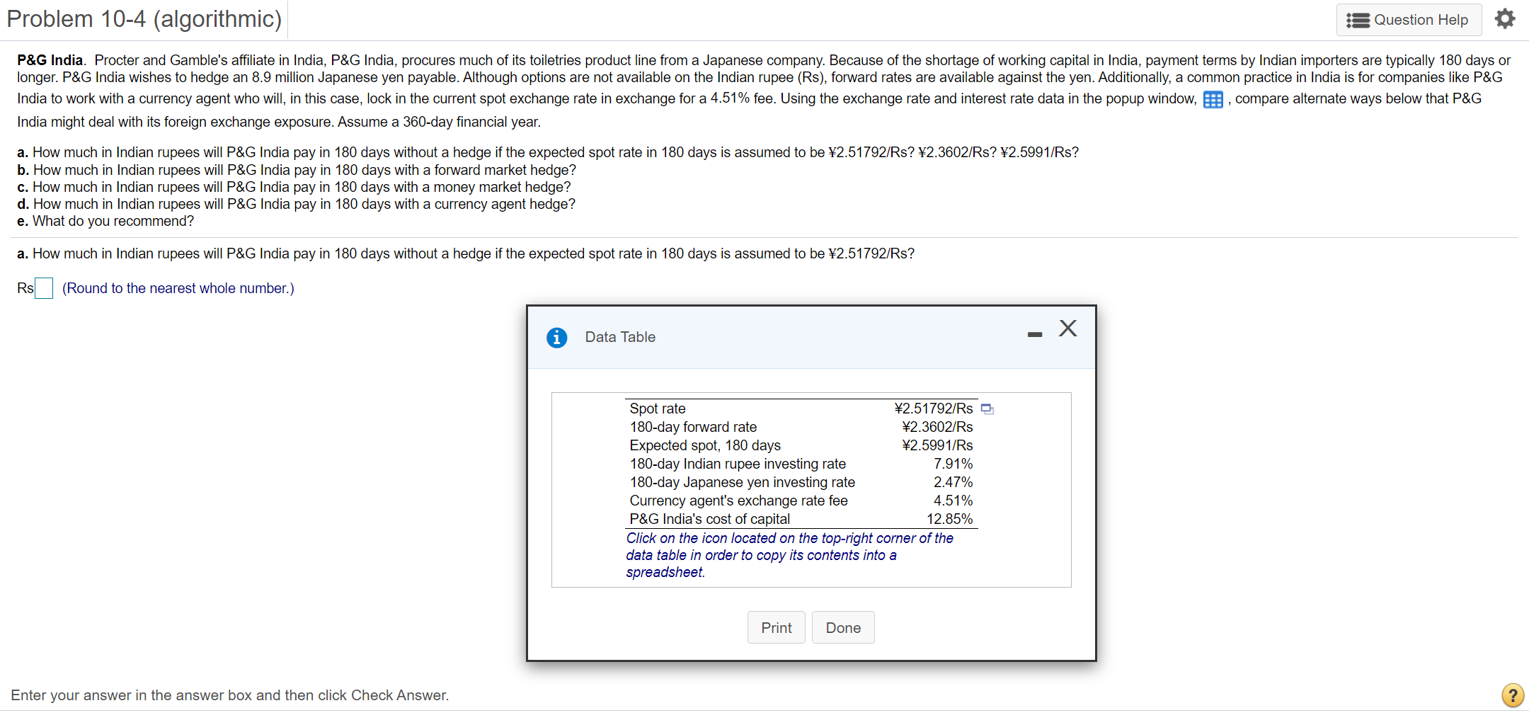 Solved Problem 10-4 (algorithmic) Question Help P&G India. | Chegg.com