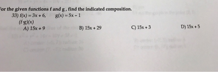 Solved For the given functions f and g, find the indicated | Chegg.com