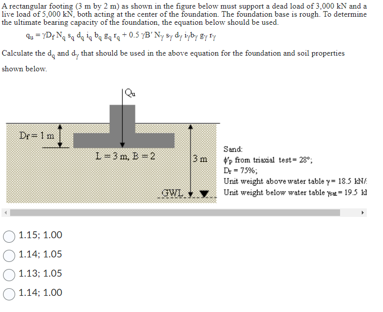 Solved A rectangular footing (3 m by 2 m) as shown in the | Chegg.com