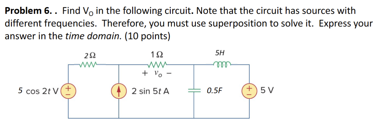 Solved Problem 6. . Find V0 in the following circuit. Note | Chegg.com