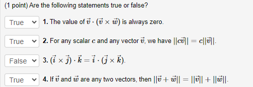 Solved (1 point) Are the following statements true or false? | Chegg.com