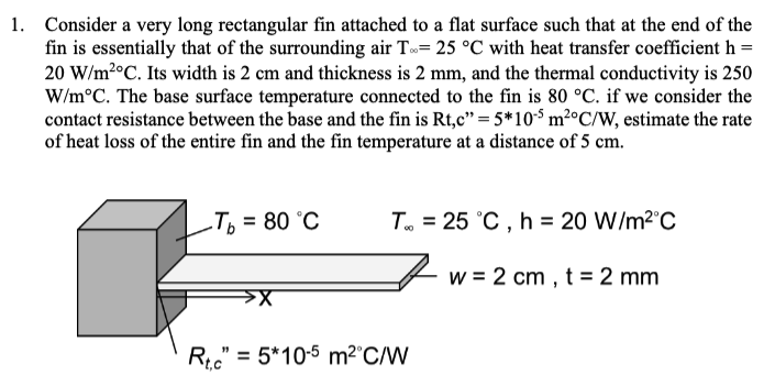 Solved Consider a very long rectangular fin attached to a | Chegg.com