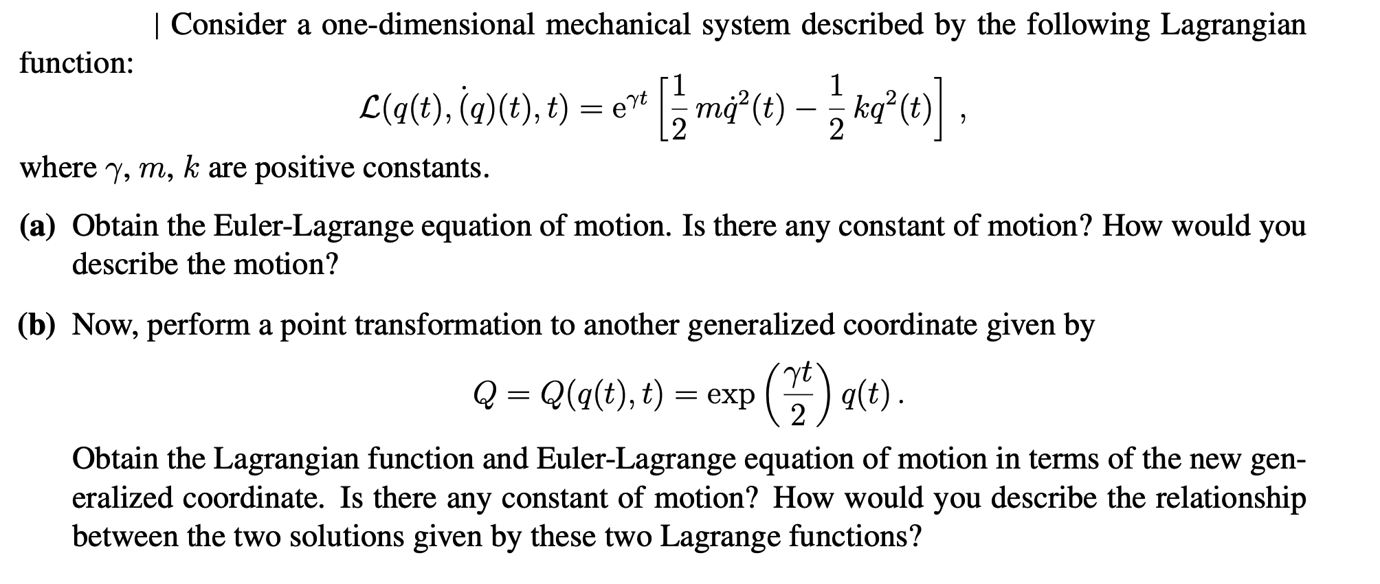 Solved | Consider a one-dimensional mechanical system | Chegg.com