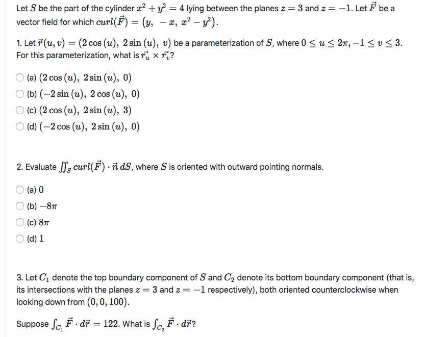 Solved Let S be the part of the cylinder x2 + y2 = 4 lying | Chegg.com