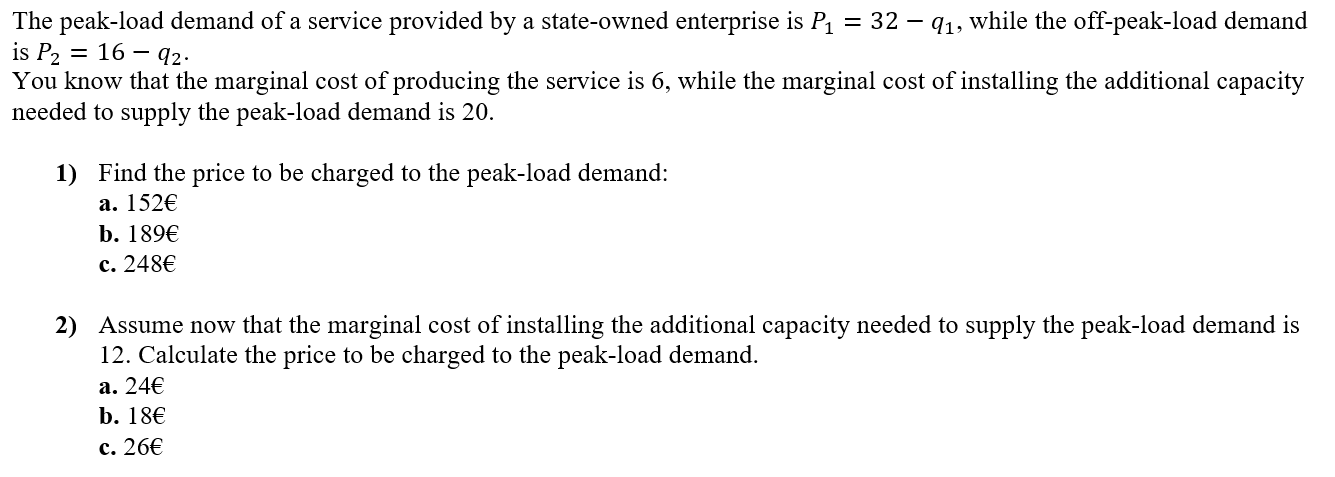 Solved The peak-load demand of a service provided by a | Chegg.com