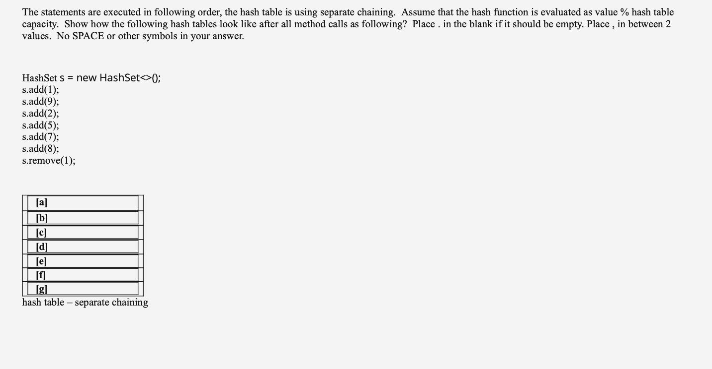 Solved Please don't forget it says hash table- seperate | Chegg.com