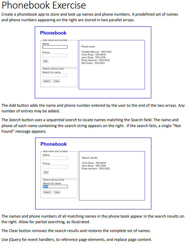 Solved I need to make a PhoneBook shown below. I have | Chegg.com