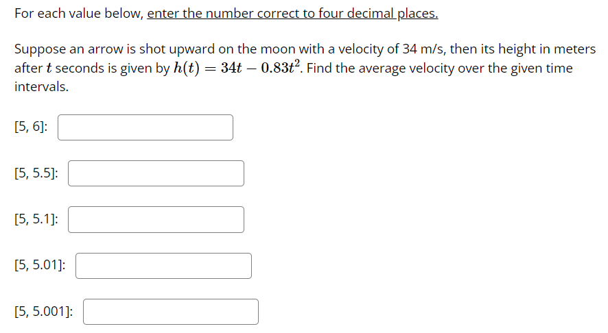 Solved For each value below, enter the number correct to | Chegg.com