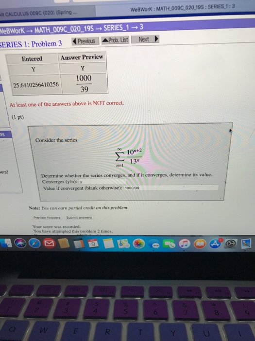 Solved WeBWork: MATH 009C 020 19S:SERIES 1:3 R CALCULUS 009C | Chegg.com