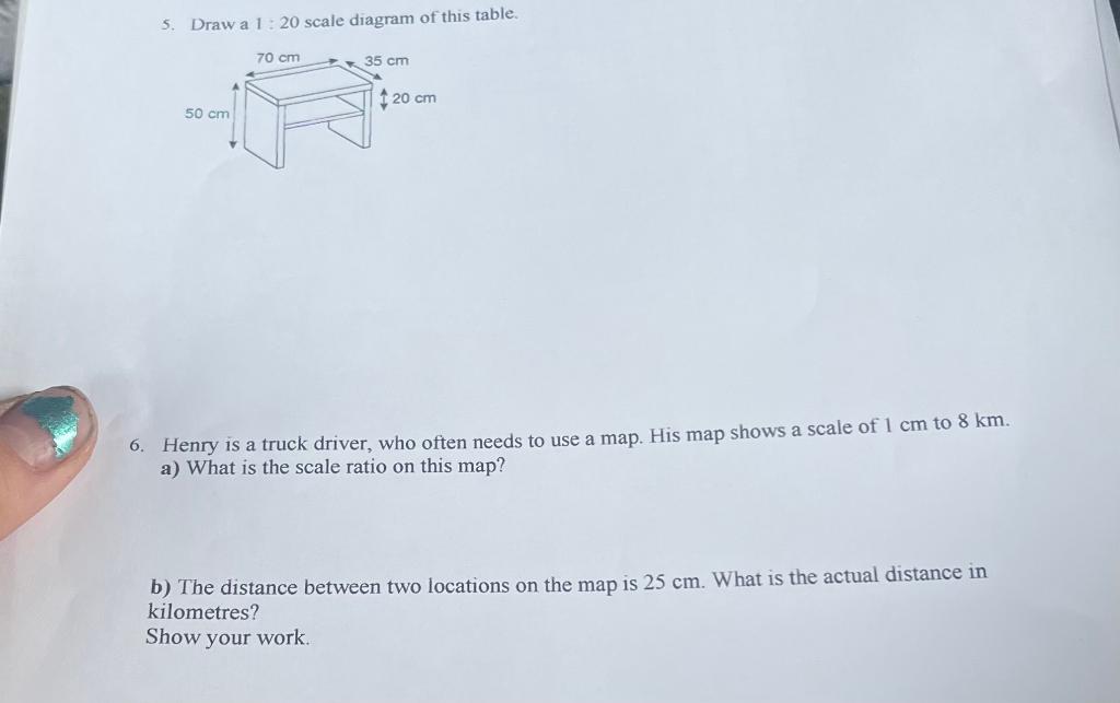Solved 5. Draw a 1:20 scale diagram of this table. 5. Henry | Chegg.com
