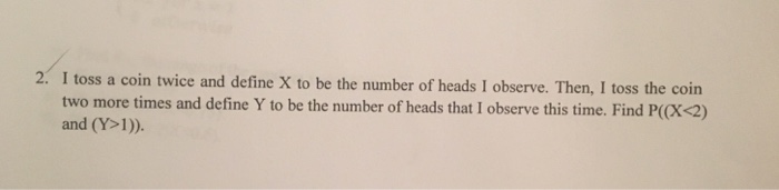 Solved 2. I toss a coin twice and define X to be the number | Chegg.com