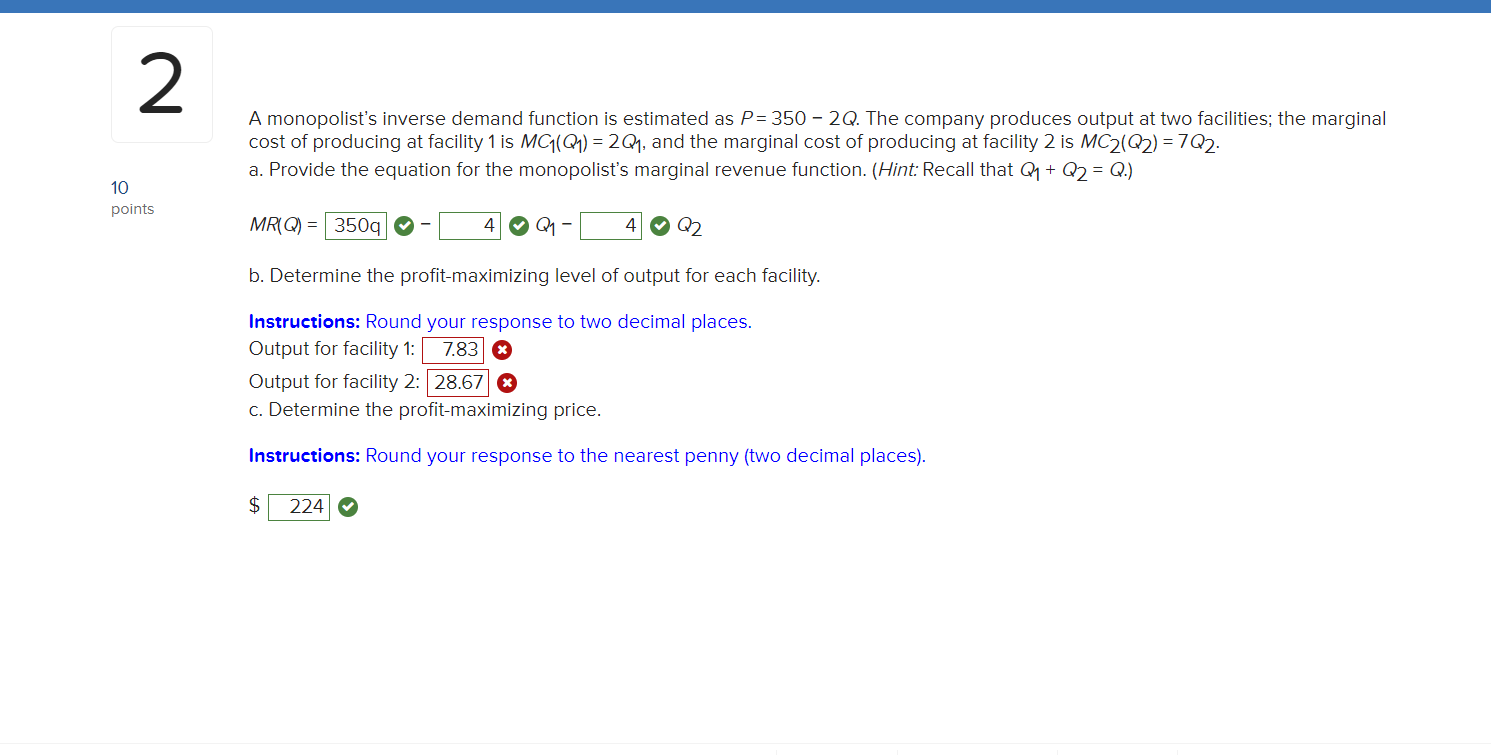 Solved A monopolist's inverse demand function is estimated | Chegg.com
