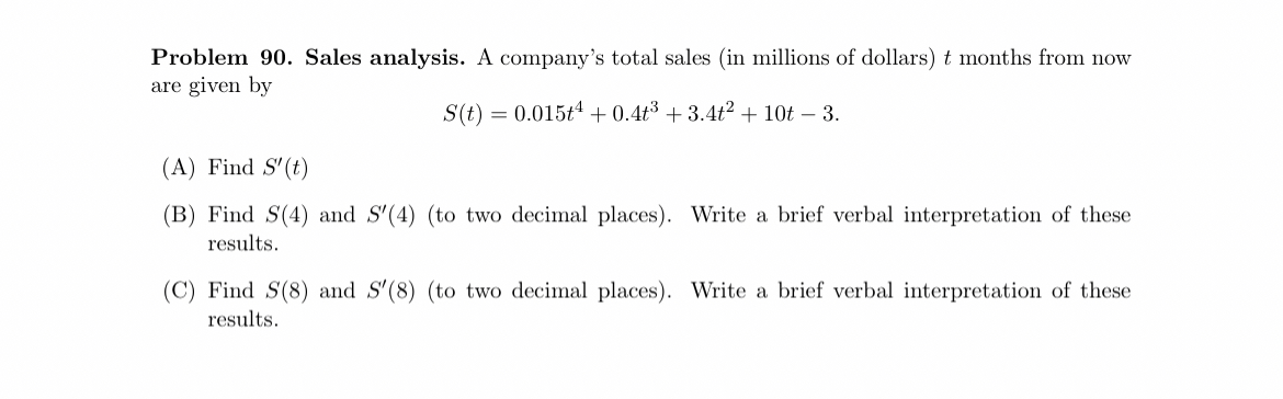 Solved Problem 90. Sales analysis. A company's total sales | Chegg.com