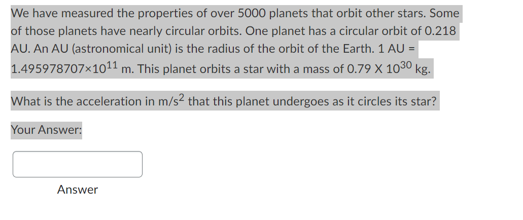 Solved We have measured the properties of over 5000 ﻿planets | Chegg.com