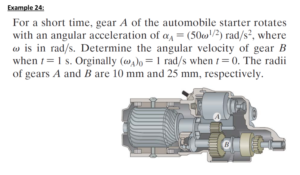 Solved Example 24 For a short time, gear A of the automobile | Chegg.com