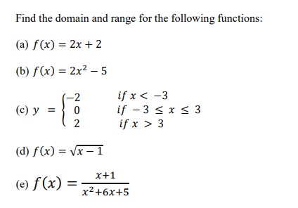 Solved Find the domain and range for the following | Chegg.com