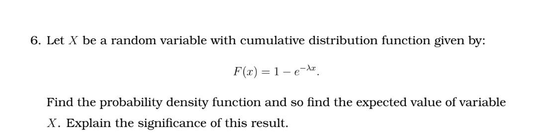 Solved Let X be a random variable with cumulative | Chegg.com