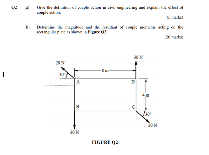 Solved Q2 (a) Give the definition of couple action in civil | Chegg.com