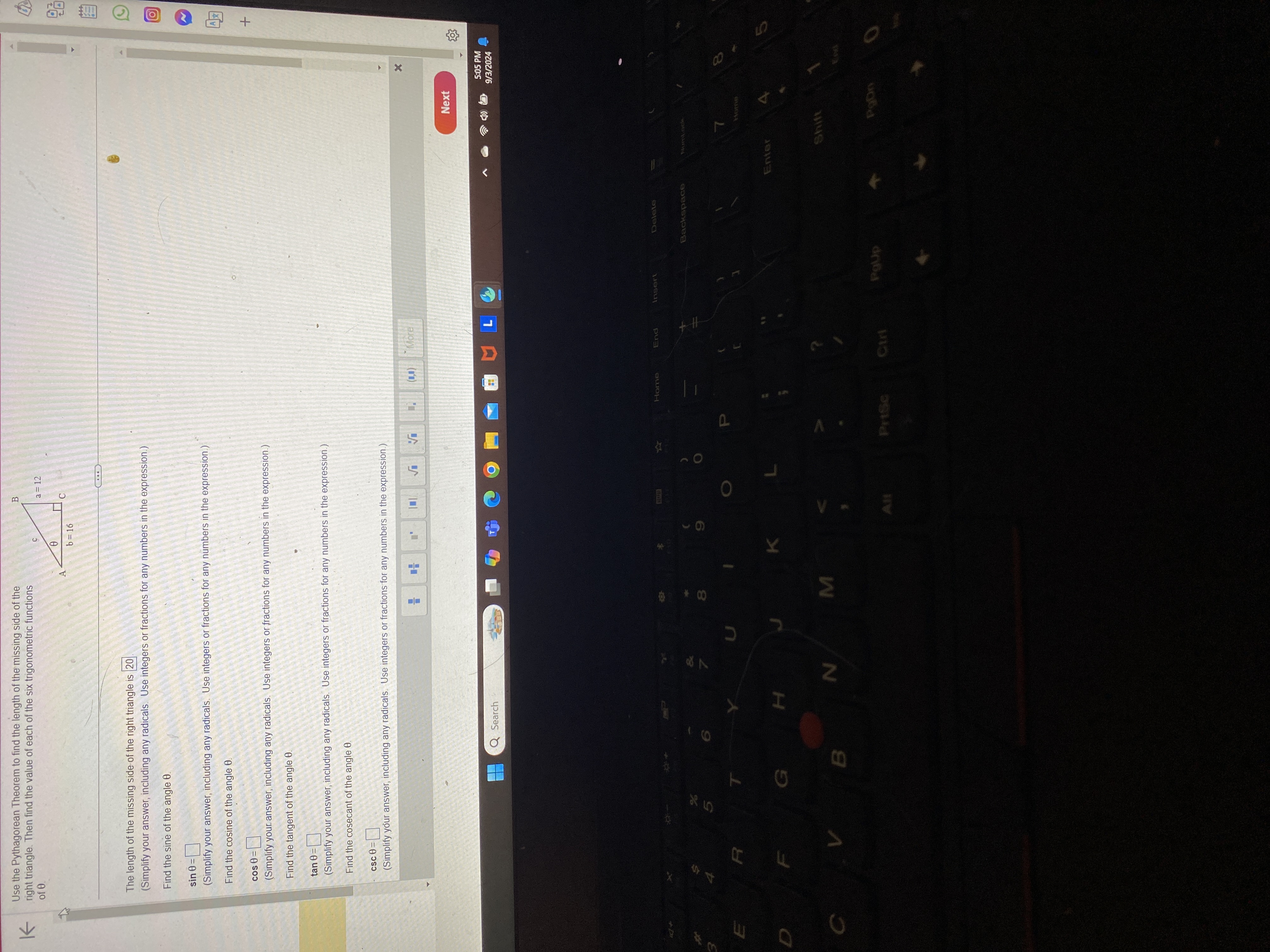 Solved Use the Pythagorean Theorem to find the length of the | Chegg.com