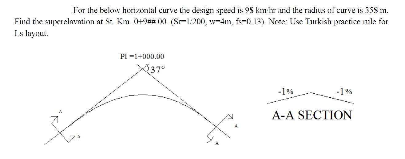 Solved For the below horizontal curve the design speed is 9$ | Chegg.com