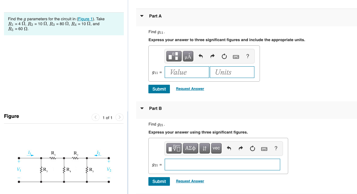 Solved Find the g parameters for the circuit in (Figure 1). | Chegg.com