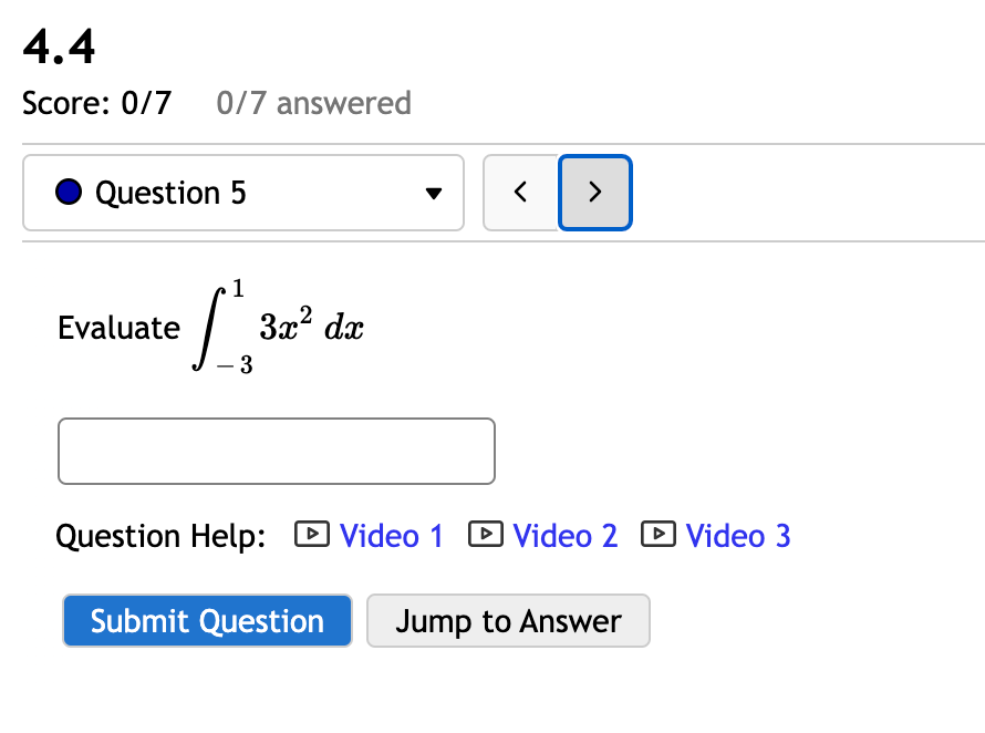 Solved Score: 0/7 0/7 answered Evaluate ∫−313x2dx Question | Chegg.com Solved Score: 0/7 0/7 answered Evaluate ∫−313x2dx Question | Chegg.com