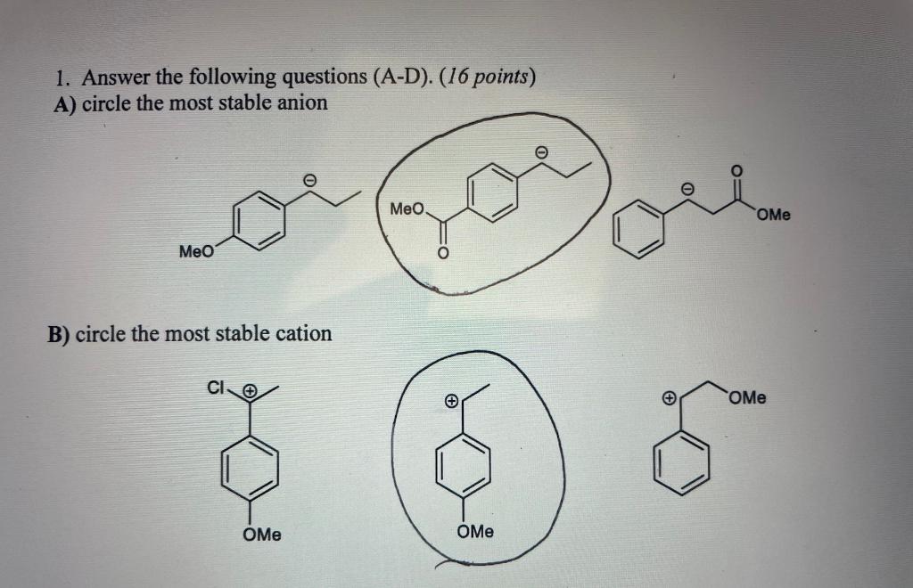 Solved 1. Answer the following questions (A-D). (16 points) | Chegg.com