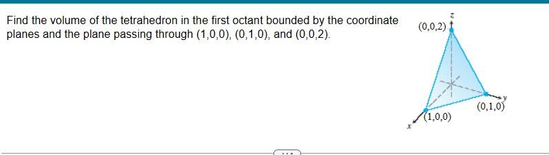 Solved Find the volume of the tetrahedron in the first | Chegg.com