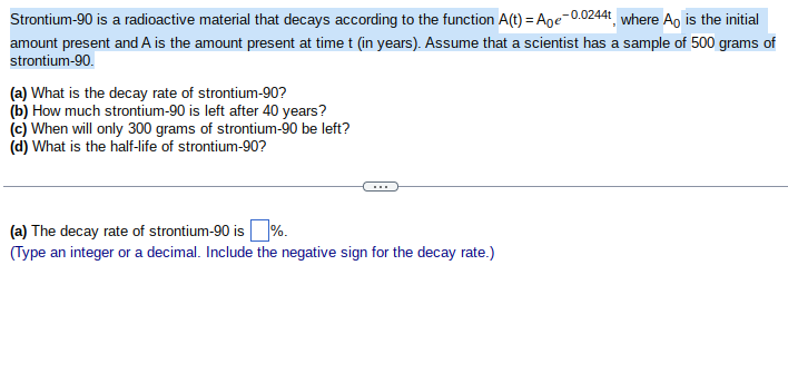 Solved Strontium- −90 is a radioactive material that decays | Chegg.com