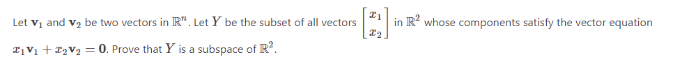 Solved Let v1 ﻿and v2 ﻿be two vectors in Rn. ﻿Let Y ﻿be the | Chegg.com