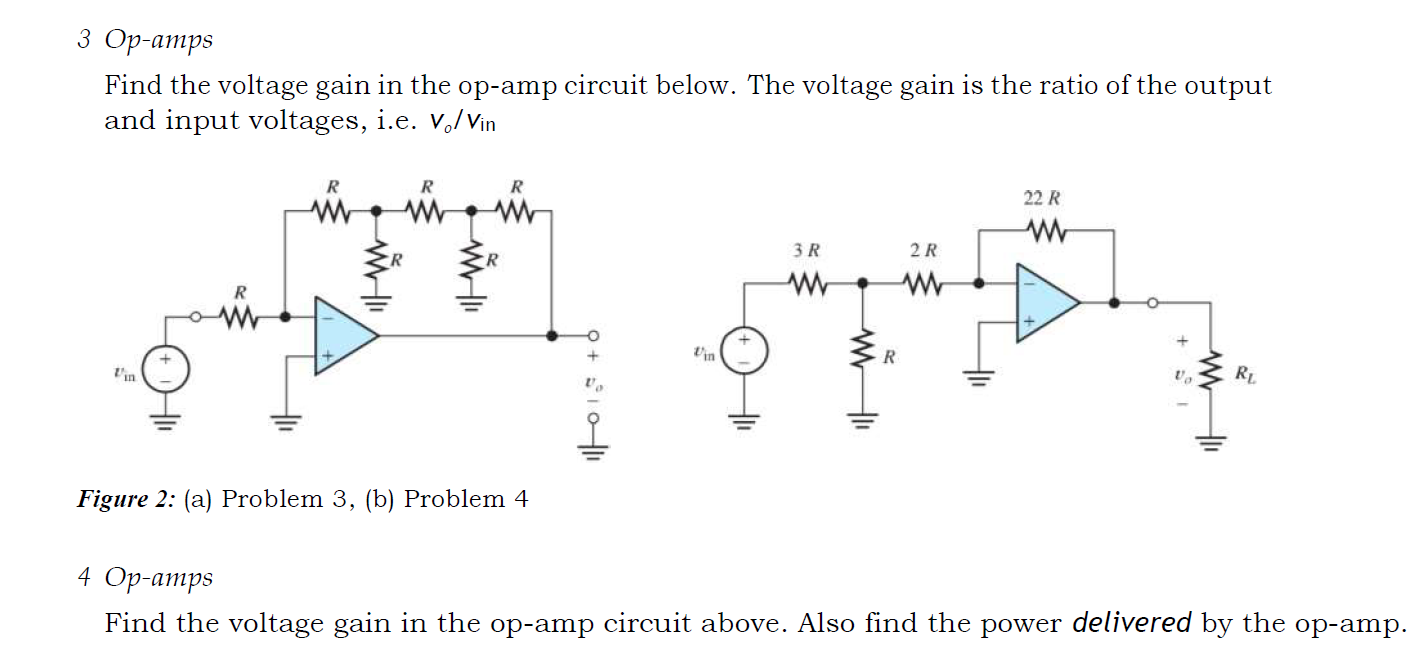 Solved 3 Op-amps Find the voltage gain in the op-amp circuit | Chegg.com
