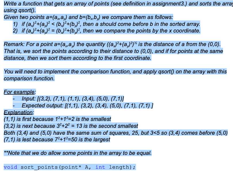 Solved Write a function that gets an array of points (see | Chegg.com