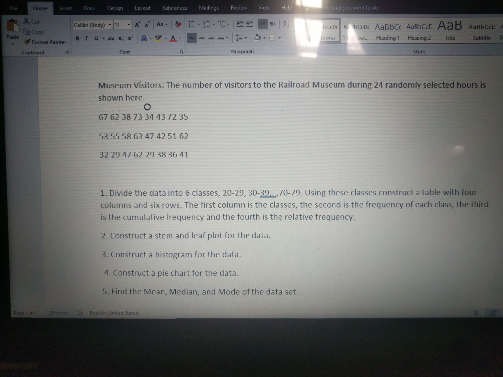Solved File Home Insert Draw Design Layout References | Chegg.com