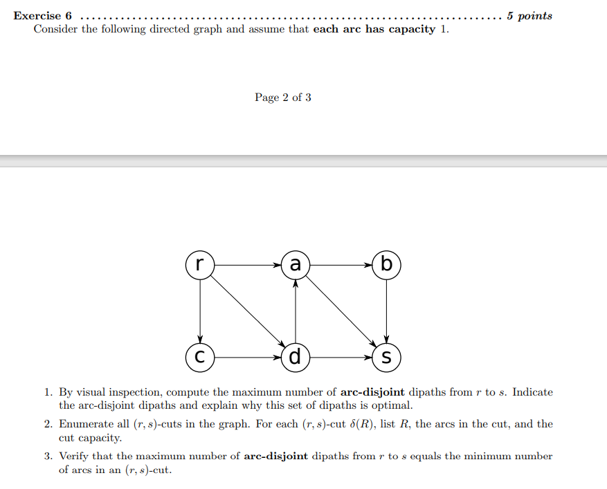 Solved Exercise 6 .... Consider the following directed graph | Chegg.com