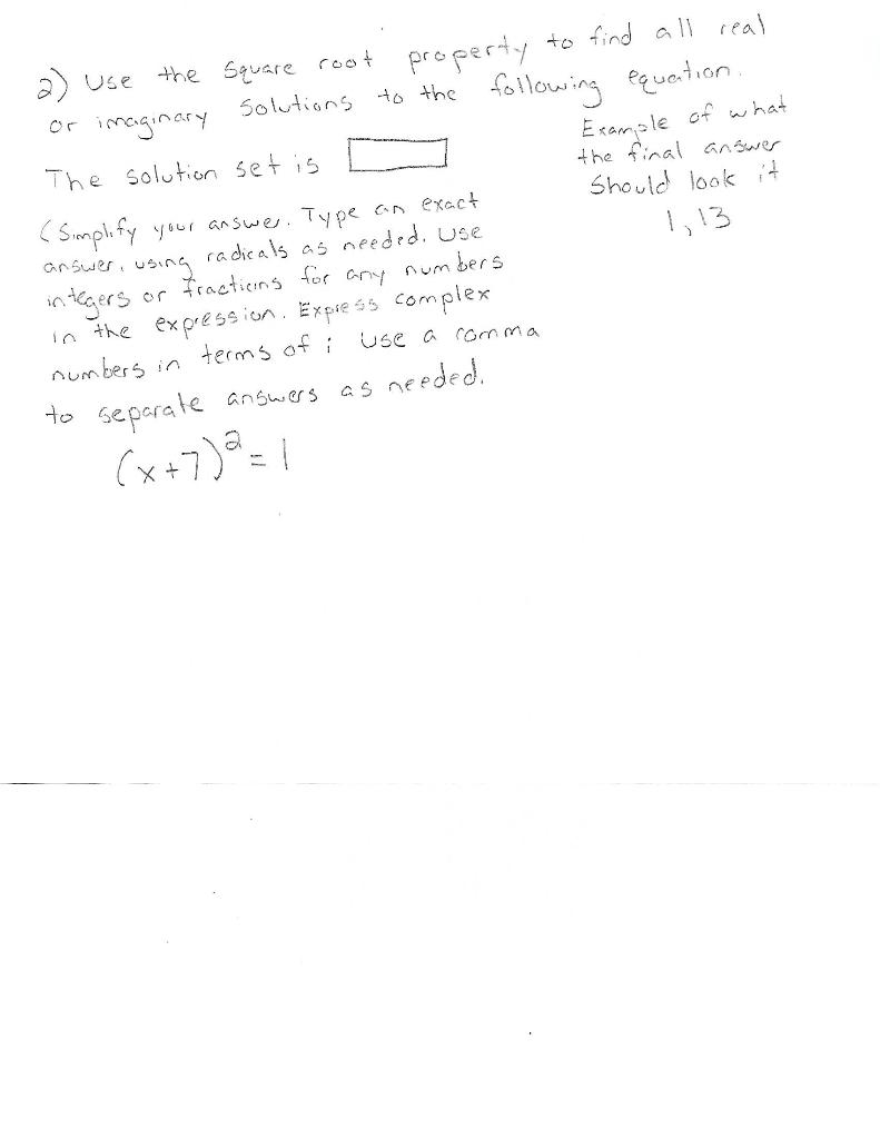 Solved or imaginary Example of what answer. 2) Use the | Chegg.com