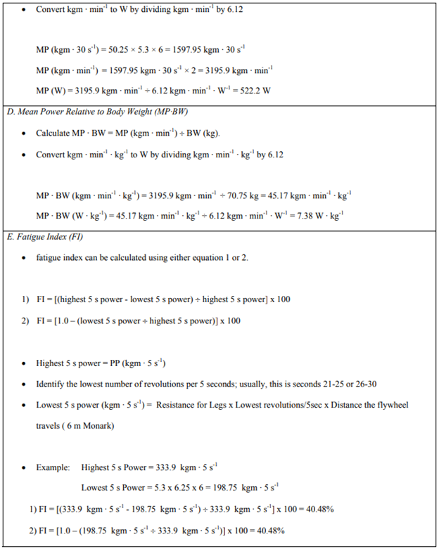 Anaerobic Power Lab Note to Participant: Make sure | Chegg.com