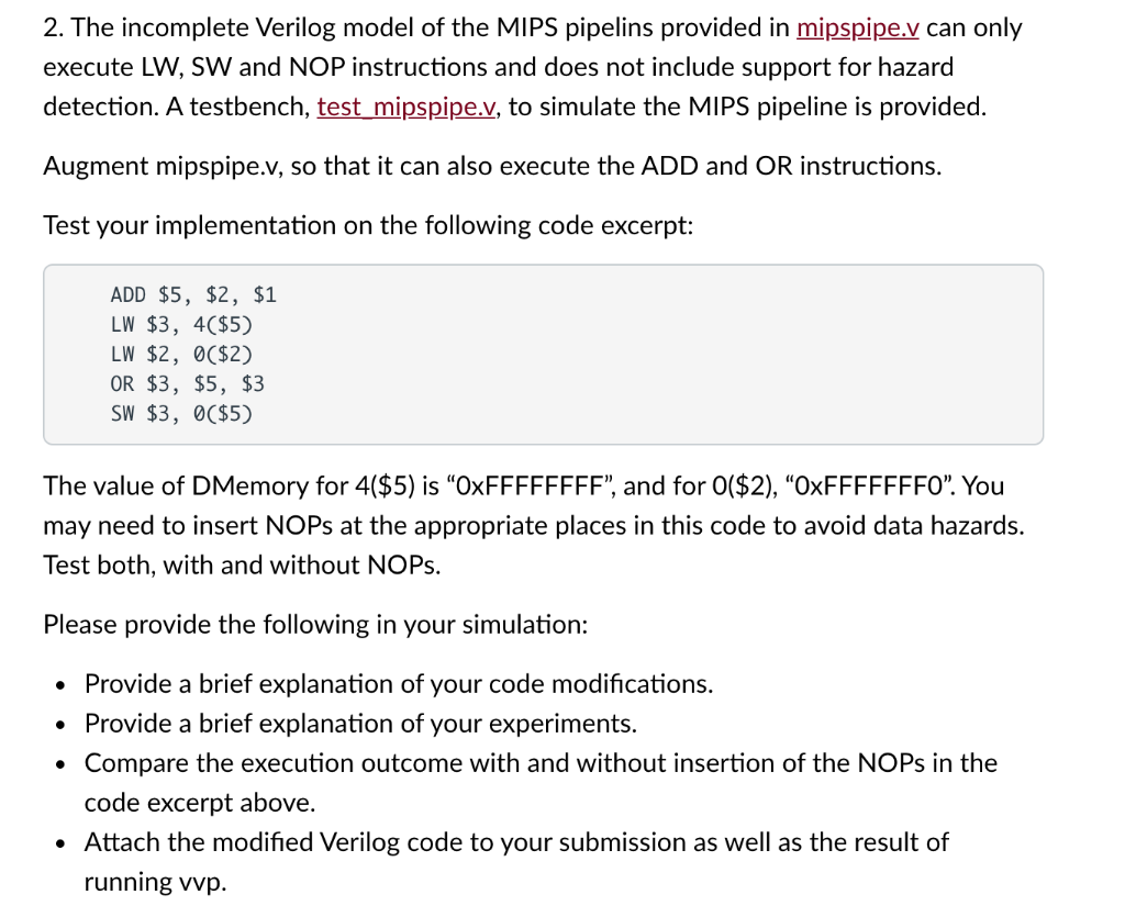 Solved 2) Complete full question (using Icarus Verilog). If | Chegg.com