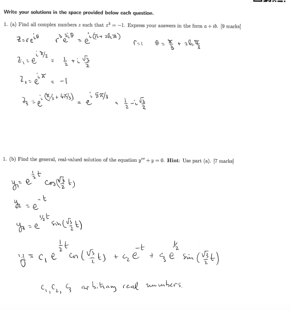 Solved Write your solutions in the space provided below each | Chegg.com