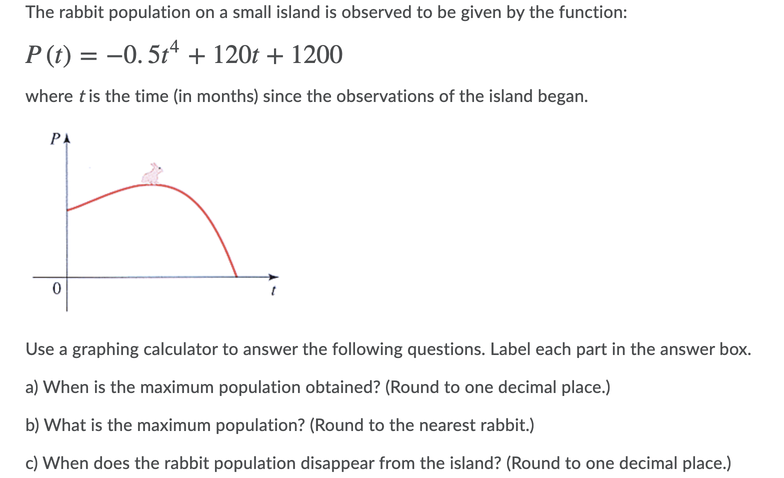 Solved The rabbit population on a small island is observed | Chegg.com