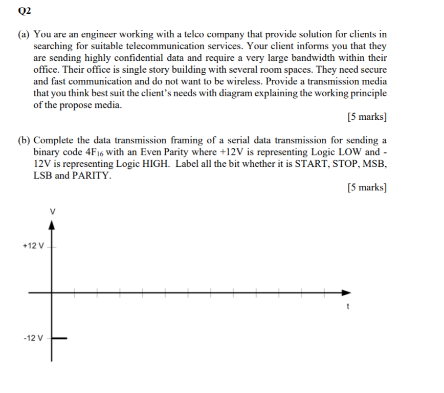 Q2 (a) You are an engineer working with a telco | Chegg.com