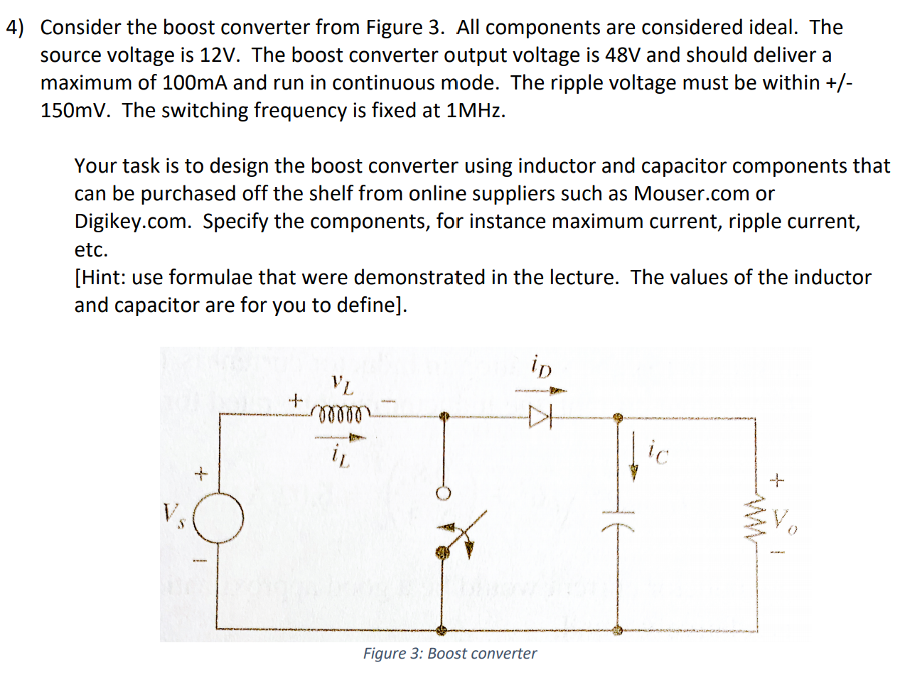 Solved 4) Consider the boost converter from Figure 3. All | Chegg.com
