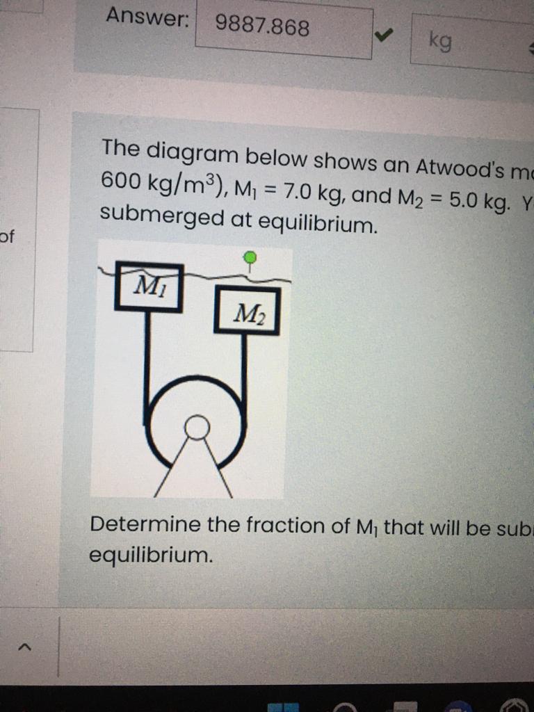 Solved The diagram below shows an Atwood's machine with two | Chegg.com