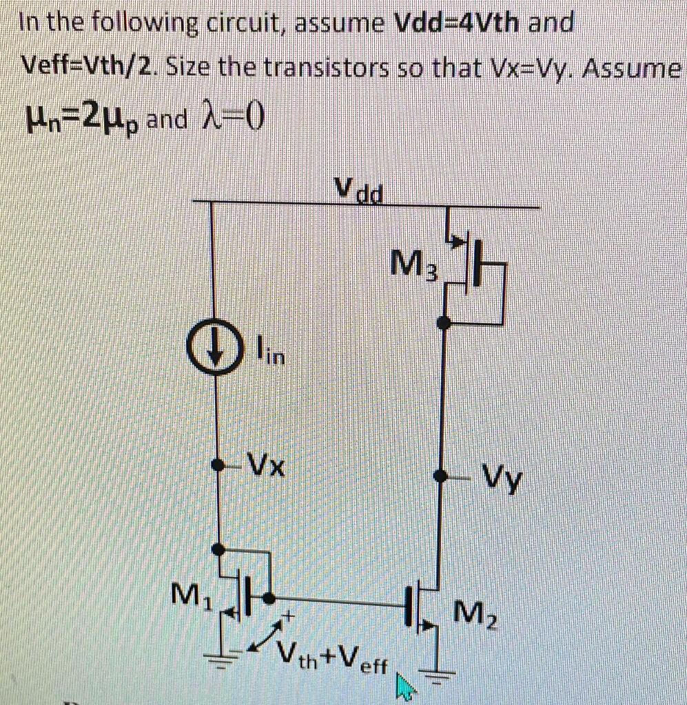 Solved In the following circuit, assume Vdd=4Vth and | Chegg.com