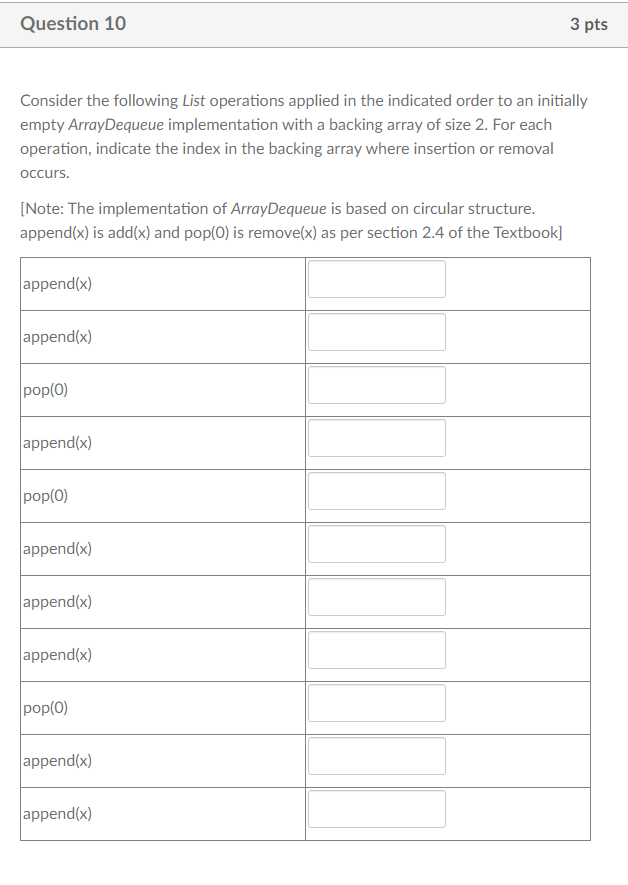 Solved Consider the following List operations applied in the | Chegg.com