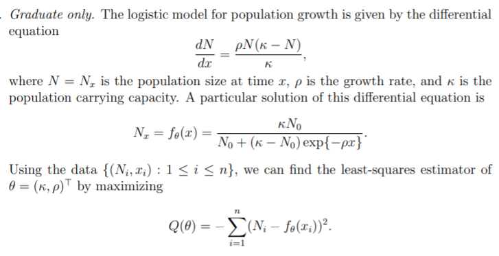 Solved Graduate only. The logistic model for population | Chegg.com