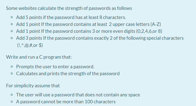 Solved Some websites calculate the strength of passwords as | Chegg.com