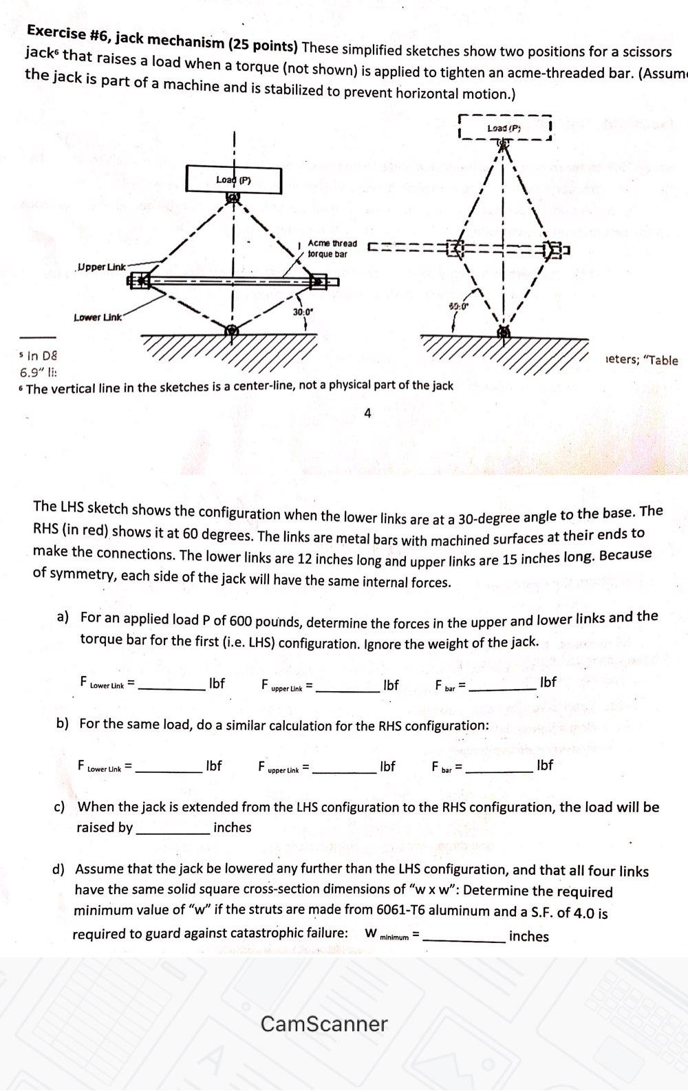 Solved Exercise #6, jack mechanism (25 points) These | Chegg.com