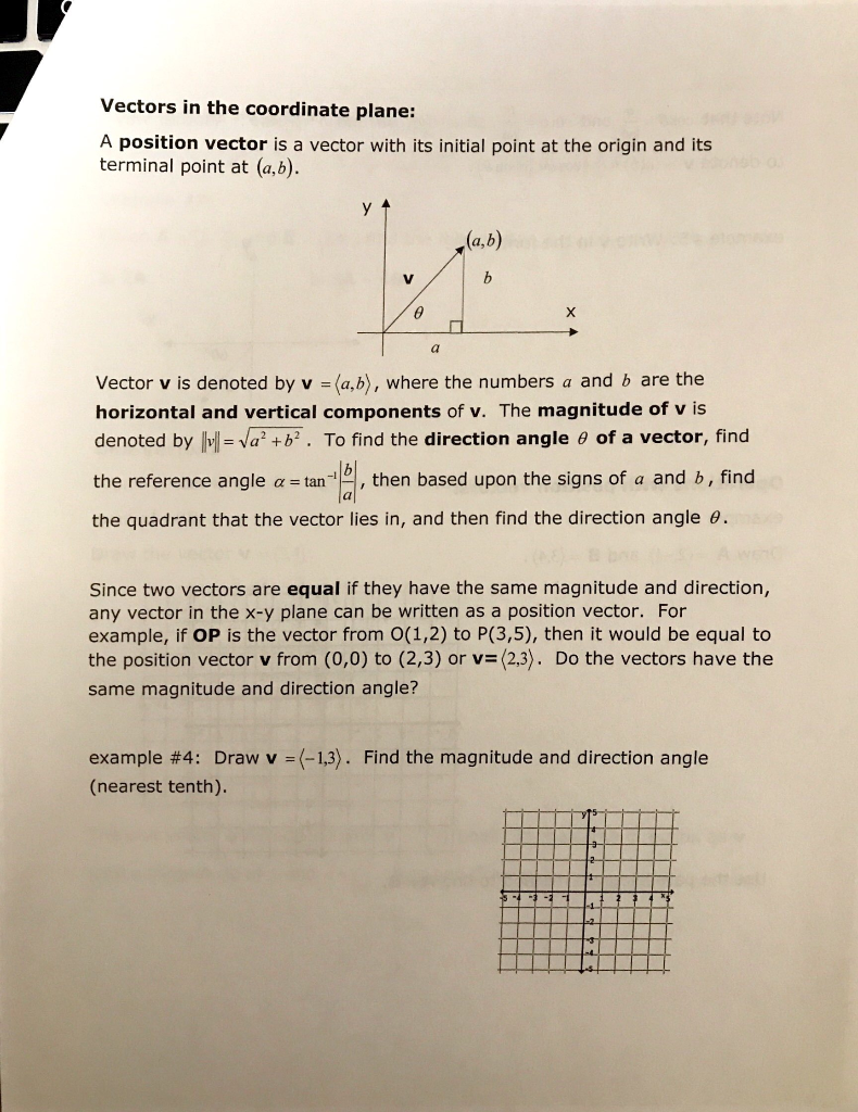 Solved Vectors in the coordinate plane: A position vector is | Chegg.com